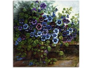 4055327139076 - Wandbild ARTLAND Stiefmütterchen II Bilder Gr B H 100 cm x 100 cm Leinwandbild Blumen 1 St blau Bild Poster Bilder als Alubild Leinwandbild Wandaufkleber oder in versch Größen