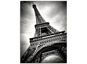 4055327209793 - Glasbild ARTLAND Eiffelturm Paris Bilder Gr B H 60 cm x 80 cm Glasbild Gebäude Hochformat 1 St schwarz Bild Glasbild Glasbilder Bilder in verschiedenen Größen