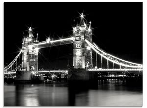 4055327209748 - Glasbild ARTLAND Tower Bridge London Bilder Gr B H 80 cm x 60 cm Glasbild Brücken Querformat 1 St schwarz Bild Glasbild Glasbilder Bilder in verschiedenen Größen