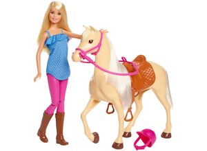 0887961691351 - Barbie Pferd mit Puppe (blond) Anziehpuppe Modepuppe Pferde Spielzeug mehrfarbig