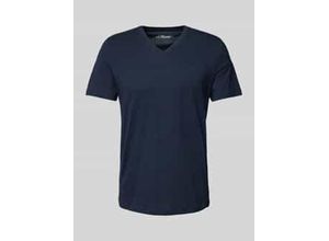 4099976670214 - Regular Fit T-Shirt aus reiner Baumwolle mit V-Ausschnitt