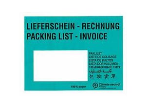 4251898800098 - Papier-Dokumententasche Lieferscheintasche SecurePack C6 Fenster links mit Aufdruck selbstklebend 100 % recycelbares Pergaminpapier grün 250 Stück