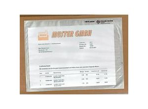 4251898800142 - Papier-Dokumententasche Lieferscheintasche SecurePack C5 Fenster links ohne Aufdruck Öffnung oben selbstklebend 100 % recycelbares Pergaminpapier transparent 250 Stück