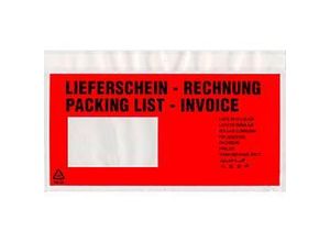 4016737006112 - Dokumententasche Lieferscheintasche SecurePack Premium Din lang mit Aufdruck Sichtfenster selbstklebend wasserfest LDPE & Kraftpapier rot 500 Stück