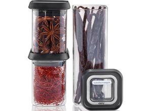 4006664128117 - Vorratsdose GEFU PANTRY mini Lebensmittelaufbewahrungsbehälter silberfarben (schwarz silber) Vorratsdosen ideal für Gewürze Kräuter und Tee
