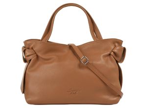 4260543054212 - Henkeltasche SAMANTHA LOOK Damen Gr B H T 33cm x 23cm x 12cm onesize braun (cognac) Leder leicht glänzend unifarben Taschen echt Leder Made in Italy