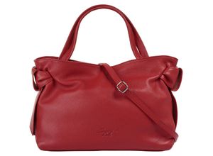 4260543054229 - Henkeltasche SAMANTHA LOOK Damen Gr B H T 33cm x 23cm x 12cm onesize rot Leder leicht glänzend unifarben Taschen echt Leder Made in Italy