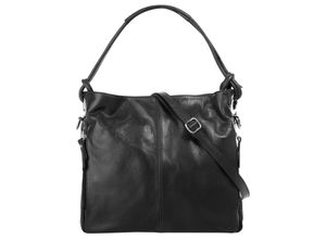 4260543039820 - Shopper SAMANTHA LOOK Damen Gr B H T 31cm x 25cm x 10cm onesize schwarz Leder leicht glänzend unifarben Taschen echt Leder Made in Italy