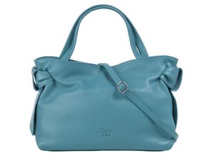 4260543054175 - Henkeltasche SAMANTHA LOOK Damen Gr B H T 33cm x 23cm x 12cm onesize blau (hellblau) Leder leicht glänzend unifarben Taschen echt Leder Made in Italy