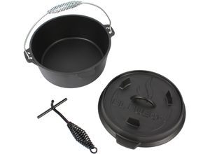 4250373246413 - Kasserolle El Fuego Dutch Oven schwarz Töpfe 114 l + Höhe 155cm aus Gusseisen mit spezieller Oberflächenveredelung 114 l B29cm H155cm L27cm