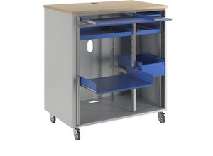 4040376052025 - Computer-Arbeitsplatz HxBxT 1100 x 1030 x 660 mm fahrbar lichtgrau   enzianblau