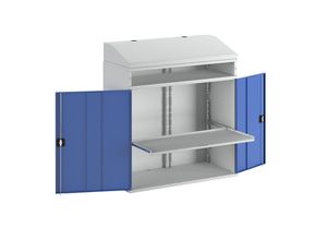 4040376899101 - Industrie-Stehpult mit offenem Fach über dem Schrank Breite 1100 mm lichtgrau   enzianblau RAU