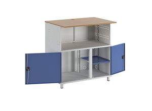 4040376818584 - Computer-Station Typ 1023 Arbeitsplatte Unterschrank bis 200 kg B 1100 x T 790 x H 1130 mm Stahl Holz stationär