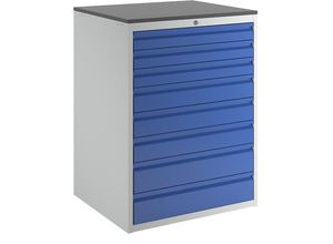 4040376927316 - Schubladenschrank mit Teleskopführungen Höhe 1030 mm Schubladen 3 x 90 3 x 120 2 x 150 mm lichtgrau   enzianblau Breite 770 mm