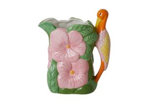 5708315210408 - RICE Keramik Vase mit Pelikan und Blumen L22 x B12 x H25cm grün