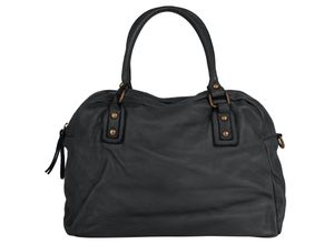 4262427391062 - Shopper SAMANTHA LOOK Damen Gr B H T 37cm x 26cm x 13cm onesize grau Leder leicht glänzend unifarben Taschen echt Leder Made in Italy