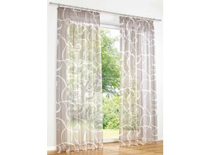 6943755951521 - Gardine HEINE HOME Gardinen Gr 145 cm Universalzugband 140 cm beige (taupe weiß) Halbtransparente Gardinen