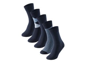 4007065815354 - Herrensocken 5er-Pack stay fresh gemustert nachtblau - Bluebird 43 46