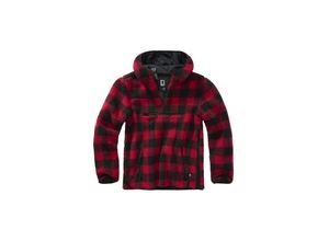 4051773148143 - Teddyfleece Worker Pullover - Schwarz Rot - S - unisex