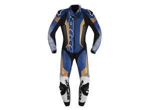 8030161346084 - Supersonic Pro 1-Teiler Perforierte Motorrad Lederkombi - Schwarz Blau - 54 - unisex