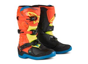 8059347259765 - Crossstiefel Alpinestars Tech 3S Orange Fluo-Enamel Blau-Gelb Fluo Kinder 37