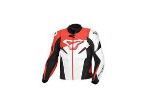 8718913124523 - Pointer perforierte Motorrad Lederjacke - Schwarz Weiss Rot - 50 - unisex