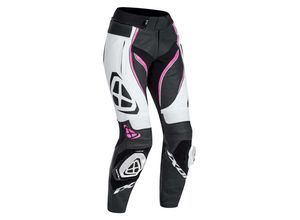 3661615298748 - Motorrad-Lederhose Vortex Damen Schwarz-Weiß-Fuchsia