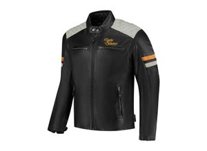 9505587857319 - Motorradjacke Rusty Stitches Jari Hooded v2 Hell-Schwarz Grau-Gold