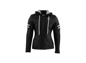 7101122132433 - Rusty Stitches Motorradjacke Rusty Stitches Super Joyce Hooded Schwarz-Weiß Damen