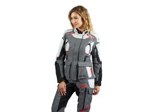 3661615676119 - Motorradjacke Midgard Lady Grau-Schwarz-Rot