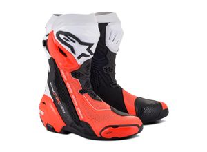 8059175376856 - Alpinestars Motorradstiefel Alpinestars Supertech R Vented Schwarz-Weiß-Fluo Rot