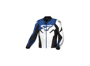 8718913124530 - Pointer perforierte Motorrad Lederjacke - Weiss Blau - 50 - unisex