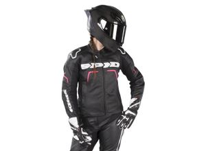 8030161311907 - Evorider 2 Damen Motorrad Lederjacke - Schwarz Rot - 44 - female