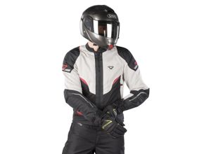 8718913070387 - Hurracage Motorrad Textiljacke - Schwarz Grau Rot - M - unisex