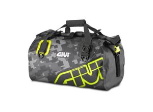 8019606258045 - GIVI Easy-T Waterproof - Gepäckrolle mit Tragegurt 40 L graues Camouflage-Design neongelber Schriftzug - - - unisex