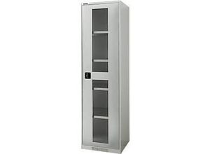 4051273793577 - Genius Flügeltürenschrank FS Stahl Sichtfenster Lüftungslöcher B 545 x T 620 x H 1950 mm 5 OH Lichtgrau Lichtgrau bis 250 kg