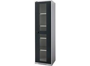 4051273793621 - Genius Flügeltürenschrank FS Stahl Sichtfenster Lüftungslöcher B 545 x T 620 x H 1950 mm 5 OH Weißalu Anthrazitgrau bis 250 kg