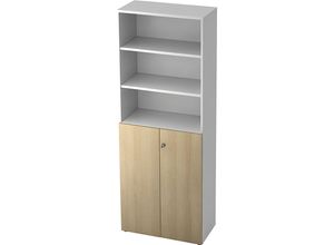 4032062158401 - eurokraft pro Kombi-Schrank 5 Fachböden 2 Flügeltüren weiß   Eiche