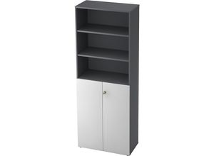 4032062158395 - eurokraft pro Kombi-Schrank 5 Fachböden 2 Flügeltüren graphit   weiß