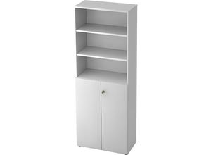 4032062114650 - eurokraft pro Kombi-Schrank 5 Fachböden 2 Flügeltüren weiß   weiß