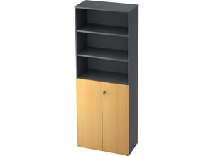 4032062158357 - eurokraft pro Kombi-Schrank 5 Fachböden 2 Flügeltüren graphit   Buche