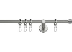 4042627326640 - Gardinenstange INDEKO Linz Gardinenstangen Gr L 370 cm 1 St 1 läufig silberfarben (edelstahlfarben) Gardinenstangen nach Maß Komplett-Set inkl Ringen und Montagematerial