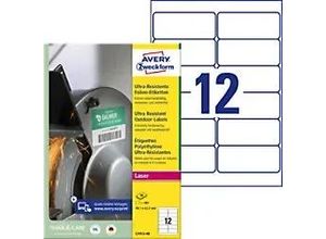 4004182050002 - AVERY Zweckform Ultra-Resistent Etiketten L7913-40 Selbsthaftend DIN A4 Weiß 991 x 423 mm 40 Blatt à 12 Etiketten