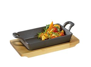 4007371066556 - KÜCHENPROFI Servierpfanne eckig mit 2 Griffen und Holzbrett BBQ 215x125x6cm