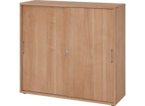 4032062207826 - eurokraft pro Schiebetürenschrank Höhe 1100 mm 2 Fachböden Nussbaum-Dekor