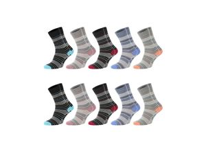 4032071810611 - Chili Lifestyle Damen Socken Streifen 10 Paar Baumwolle Weichbund