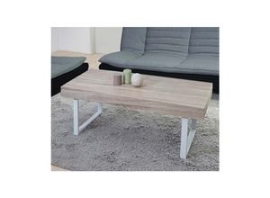 4057651094236 - Couchtisch Genk H576 Wohnzimmertisch 40x110x60cm ~ Eiche helle Metall-Füße