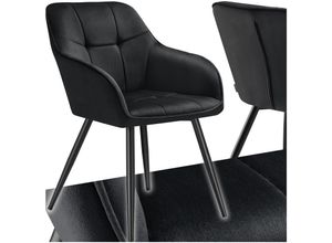 4061173269881 - tectake® Esszimmerstuhl gepolstert in Samtoptik gesteppt schlanke Stahlbeine 58 x 62 x 82 cm