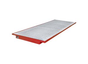 4052462055742 - eurokraft pro Regal-Einhängewanne mit verzinktem Gitterrost LxB 3550 x 1250 mm rot lackiert