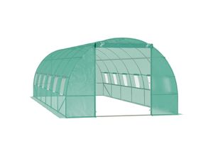 4250871214938 - Foliengewächshaus Tomatengewächshaus Treibhaus Folientunnel Frühbeet mit Fenster Grün 800 x